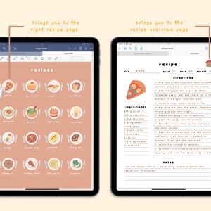 Cute Digital Recipe Book Template for Goodnotes | Pre-cropped Stickers ...