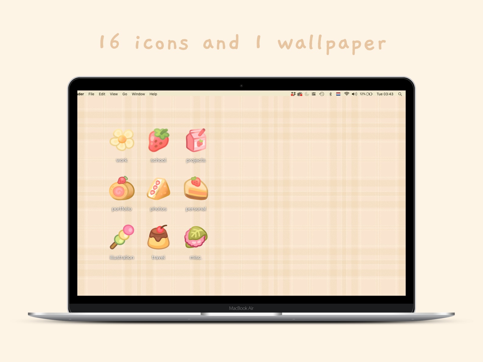 Cute Desktop Set 16 Icons Wallpaper Japanese Sweets - Etsy