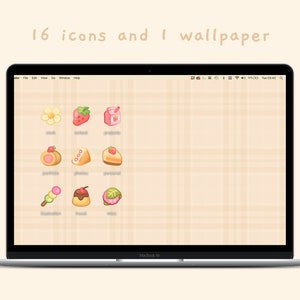 Cute Desktop Set | 16 Icons + Wallpaper | Japanese Sweets | Macos and ...