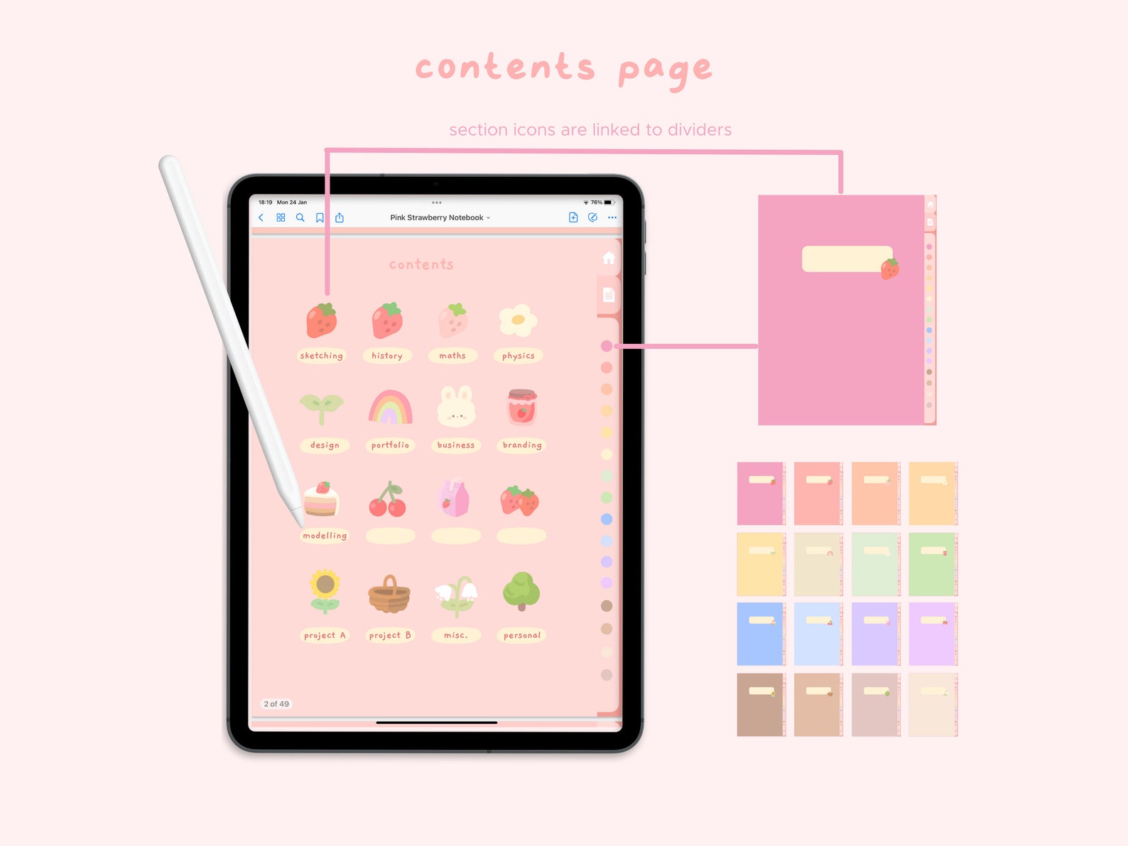 Cute Pink Digital Notebook Hyperlinked Goodnotes5 Notebook - Etsy