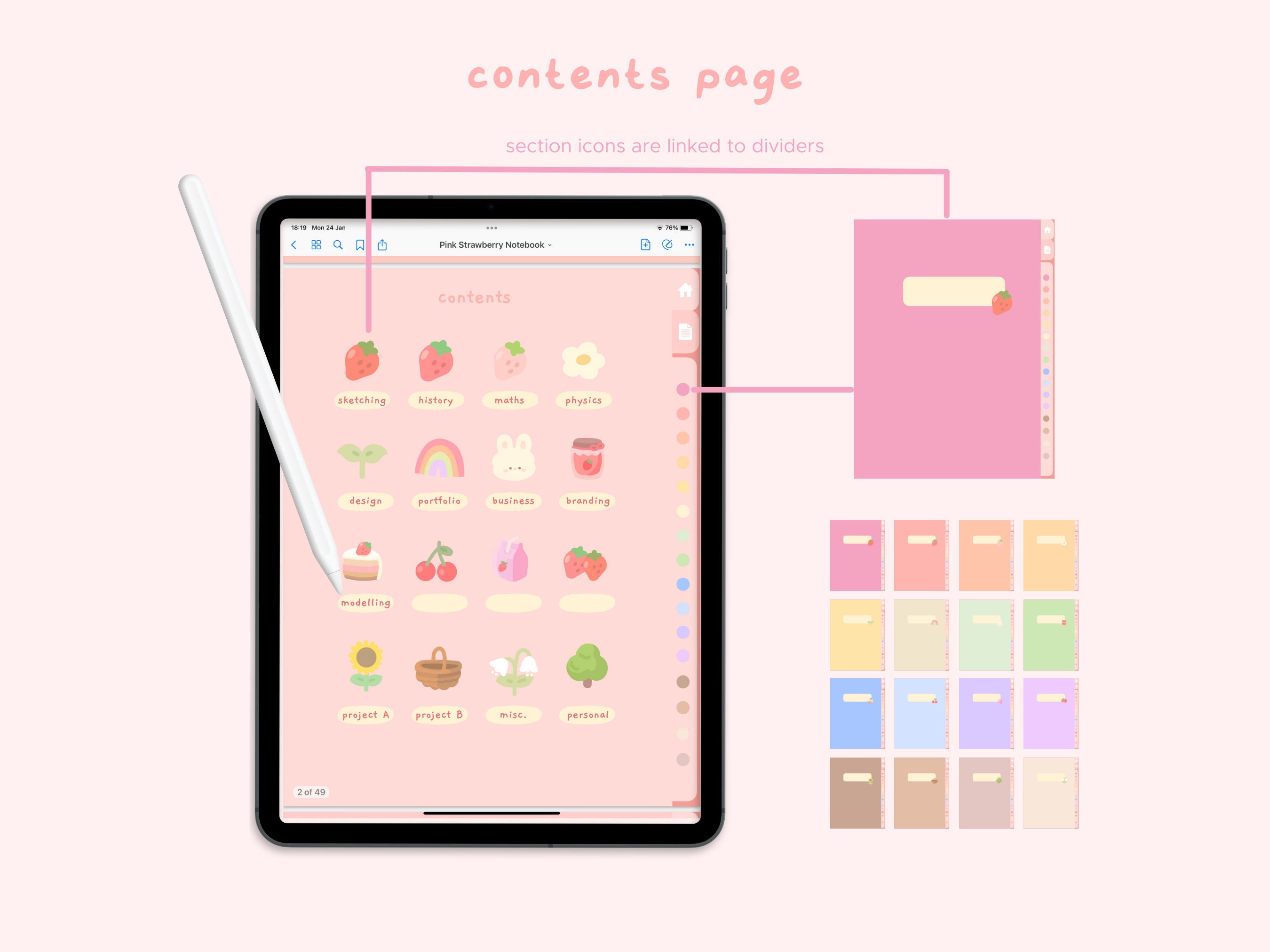 Cute Pink Digital Notebook Hyperlinked Goodnotes5 Notebook - Etsy