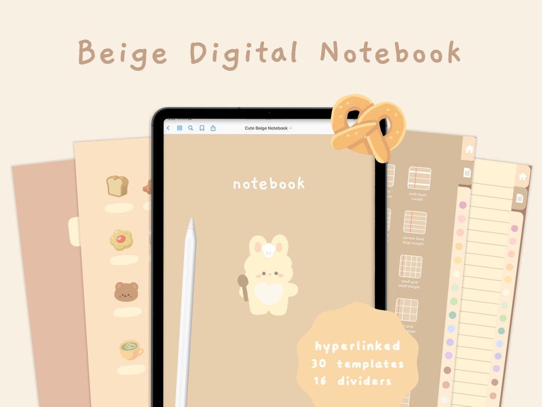 Cute Beige Digital Notebook | Hyperlinked Goodnotes5 Notebook ...