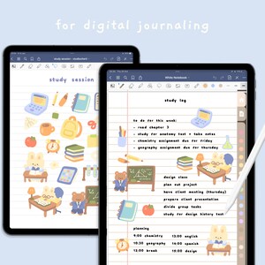 Cute Digital Study Stickers for Digital Journaling & Planning School ...
