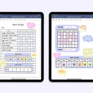 Cute Digital Habit Tracker for Goodnotes | Printable Weekly Template ...