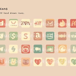 Cute Retro Hand Drawn Ios & Android App Icons | Home Screen Set ...
