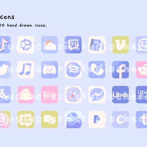 Cute Blue Day & Night Hand Drawn Ios and Android App Icon Set | Home ...