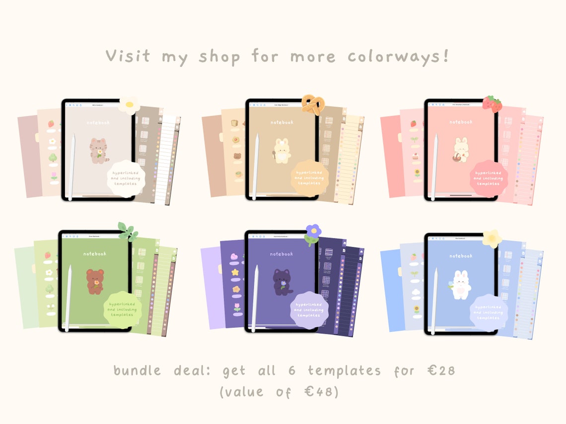 Cute Pink Digital Notebook | Hyperlinked Goodnotes5 Notebook ...