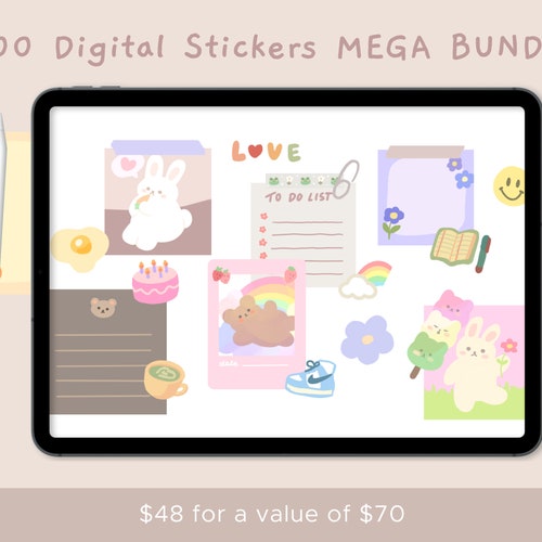 Cute Digital Stickers for Digital Journaling Precropped - Etsy