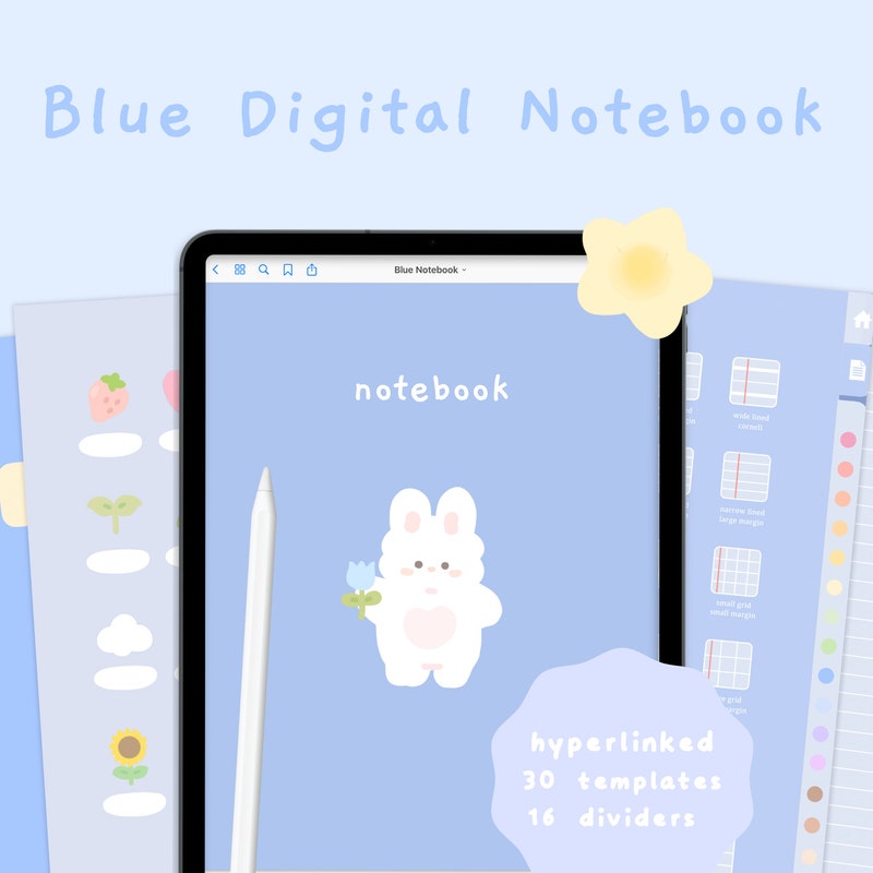 Blue Goodnotes Template - Etsy