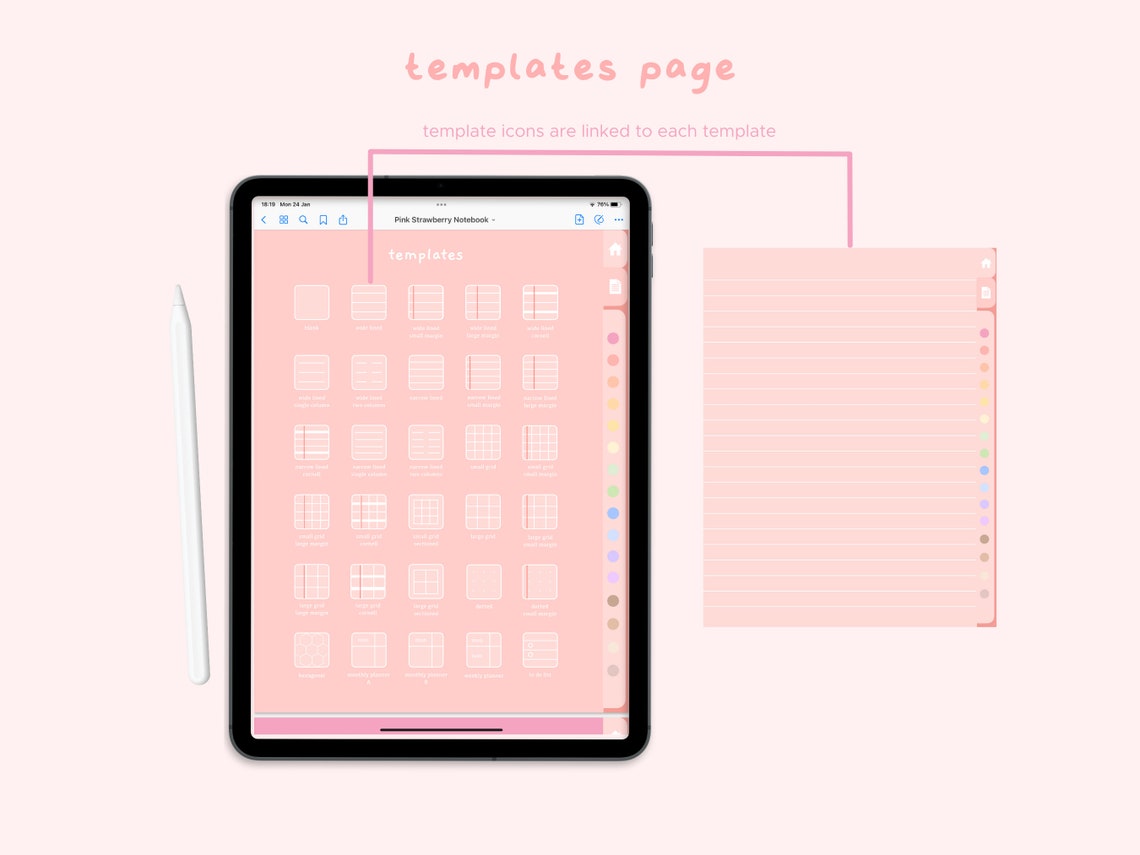Cute Pink Digital Notebook Hyperlinked Goodnotes5 Notebook - Etsy