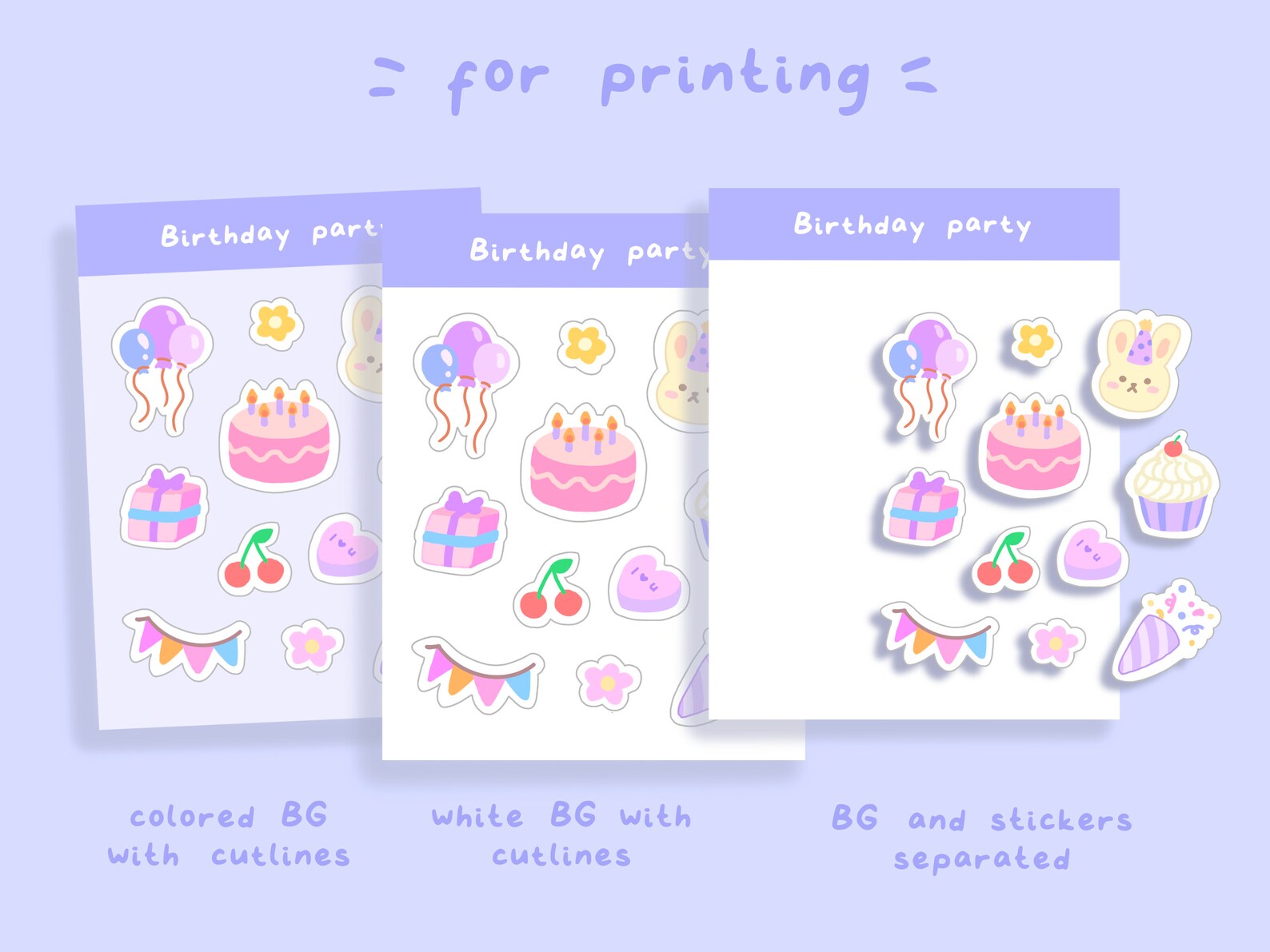 Cute Digital Birthday Party Stickers | Printable Stickers | Goodnotes ...