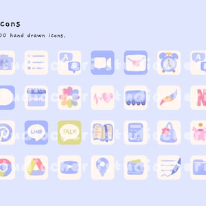 Cute Blue Day & Night Hand Drawn Ios and Android App Icon Set | Home ...