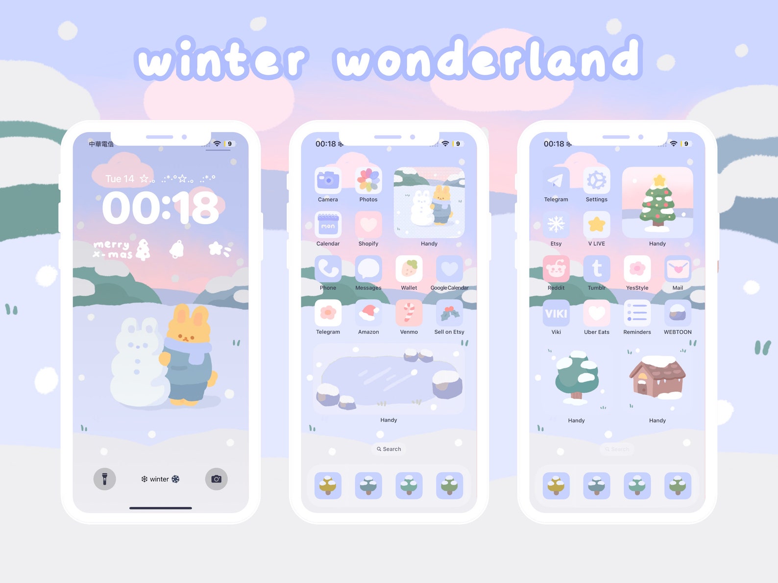 Winter Hand Drawn Ios and Android App Icon Set | Home Screen Theme ...