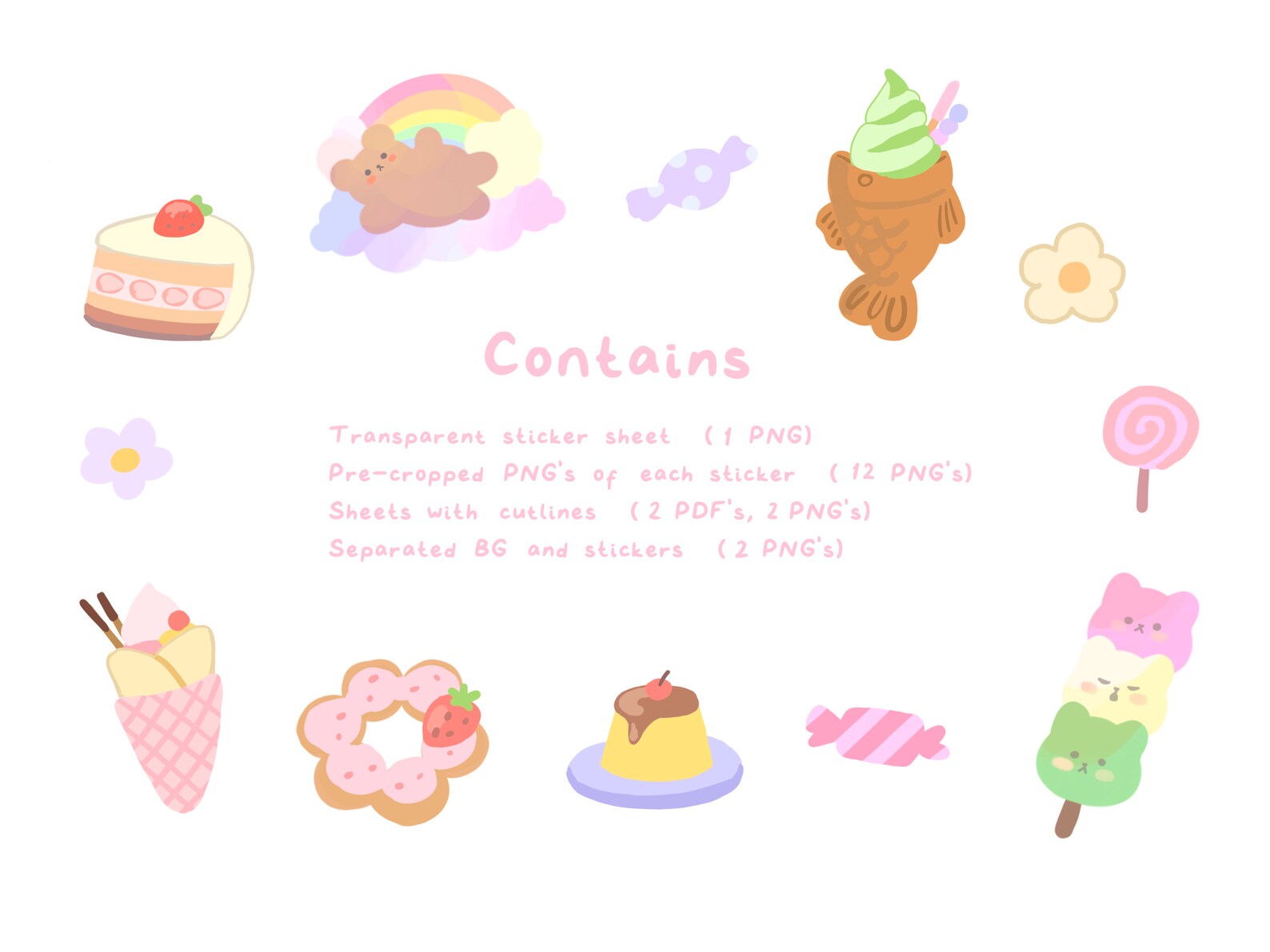 Cute Digital Sweets Heaven Stickers Printable Stickers - Etsy