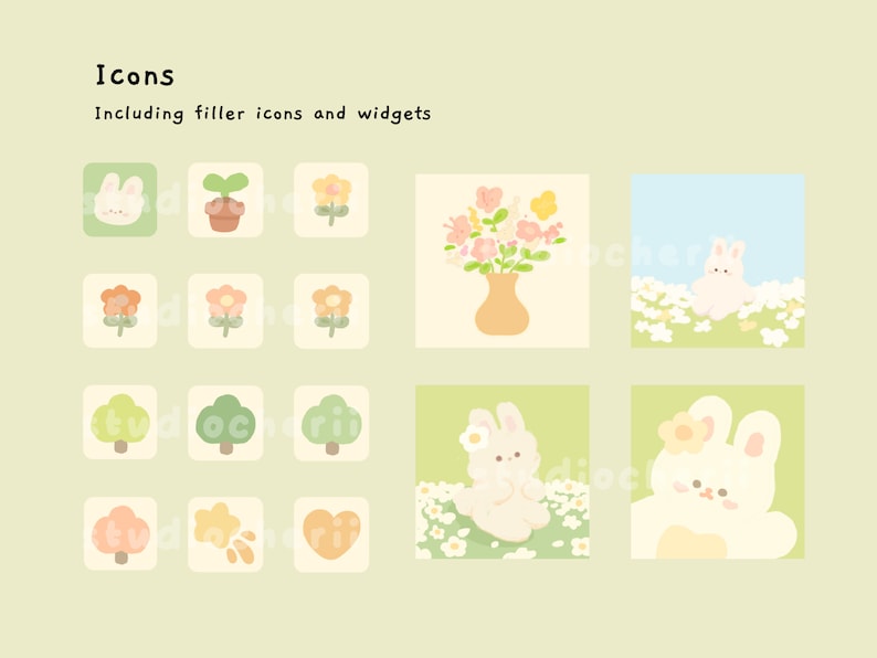 Cute Green Hand Drawn Ios & Android App Icons Home Screen - Etsy