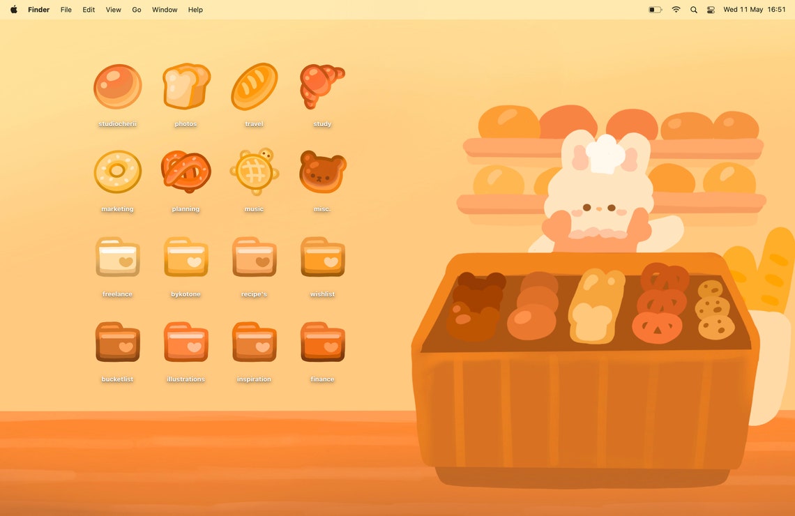 Cute Bakery Desktop Icon Set | Windows & Mac | Wallpaper | Folder Icons ...