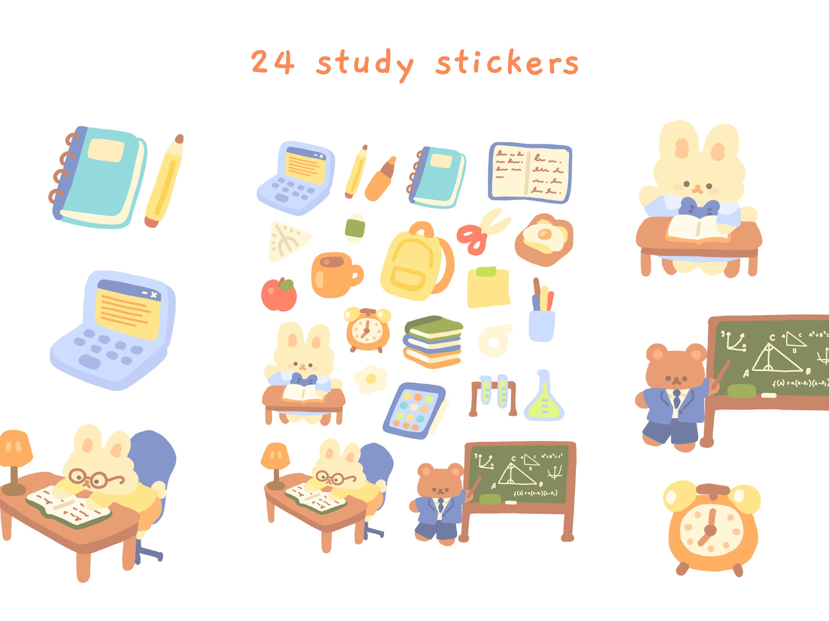 Cute Digital Study Stickers for Digital Journaling & - Etsy