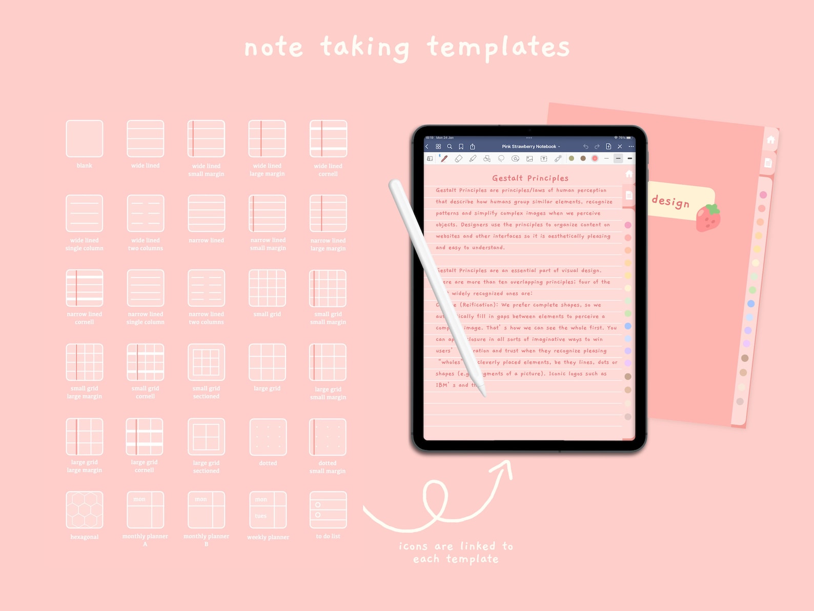 Cute Pink Digital Notebook Hyperlinked Goodnotes5 Notebook - Etsy