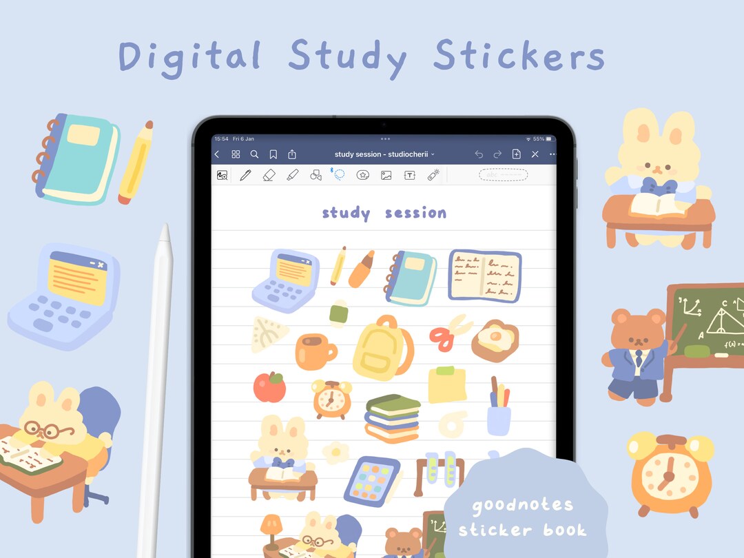 Cute Digital Study Stickers for Digital Journaling & Planning School ...