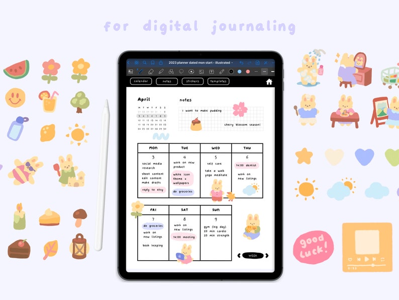 Cute Digital Stickers for Digital Journaling Precropped - Etsy