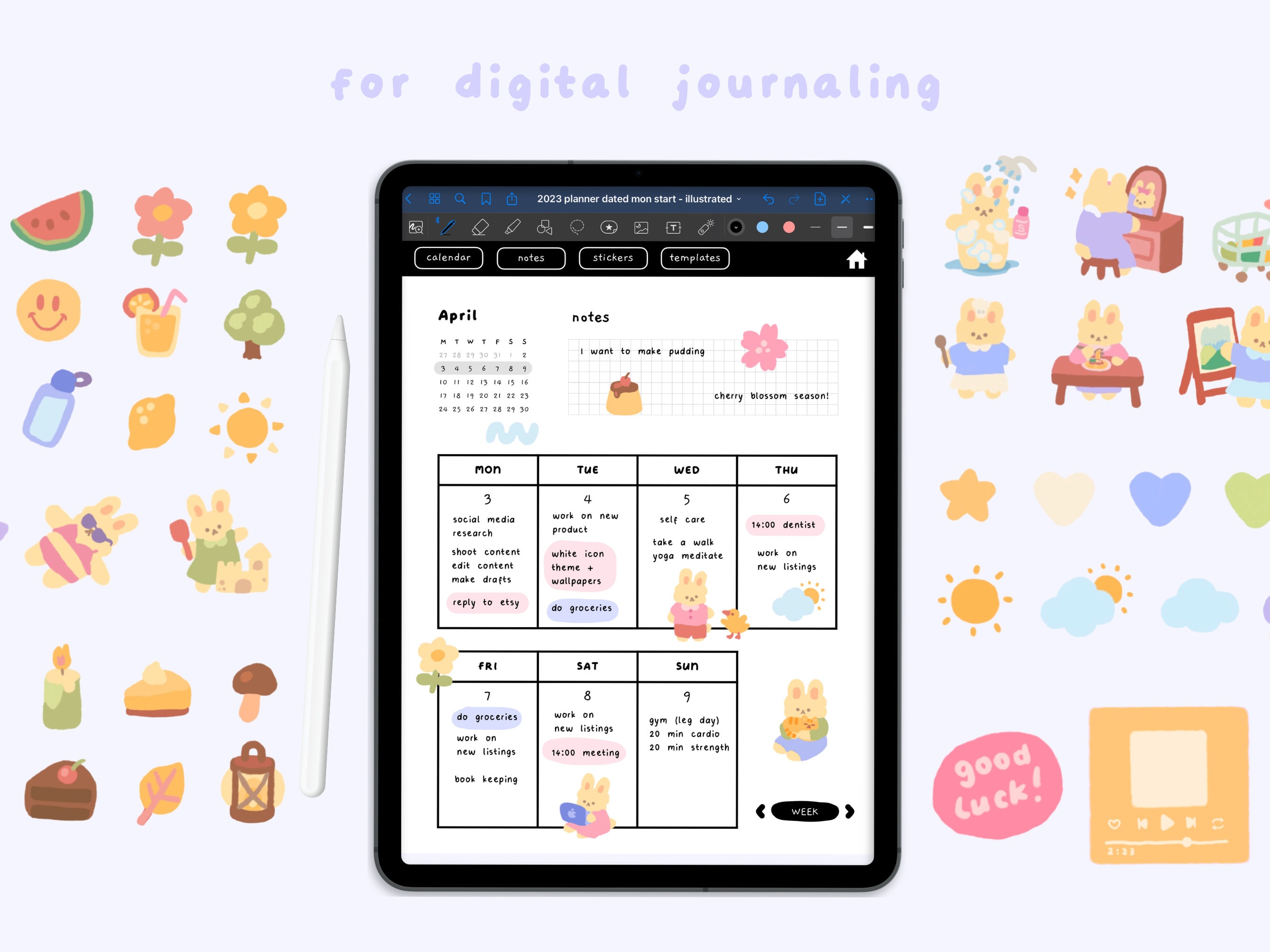 Cute Digital Stickers for Digital Journaling Precropped - Etsy
