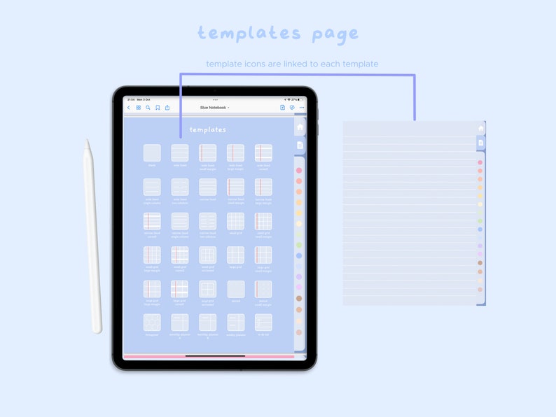 Cute Blue Digital Notebook Hyperlinked Goodnotes5 Notebook - Etsy