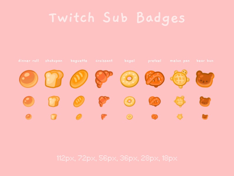 Cute Bread Sub Badges / Emotes for Twitch Streaming Gaming - Etsy