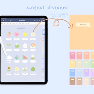 Cute Blue Digital Notebook | Hyperlinked Goodnotes5 Notebook ...