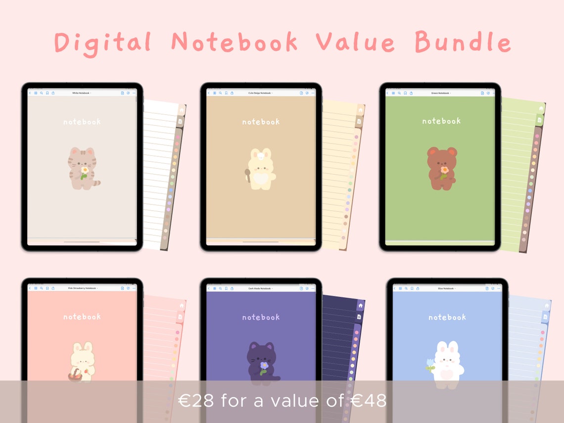Cute Digital Notebook Value Bundle Hyperlinked Goodnotes5 - Etsy