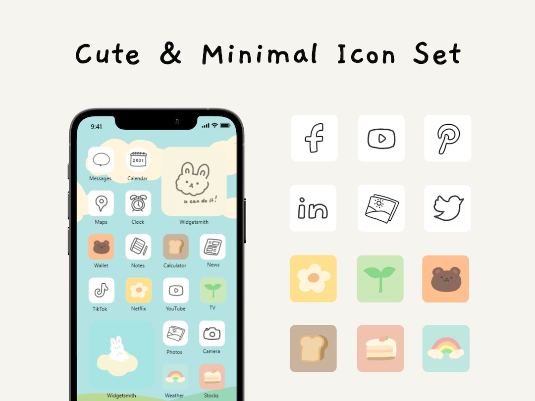 Cute Hand Drawn Ios & Android App Icons | Home Screen Set | Widget ...