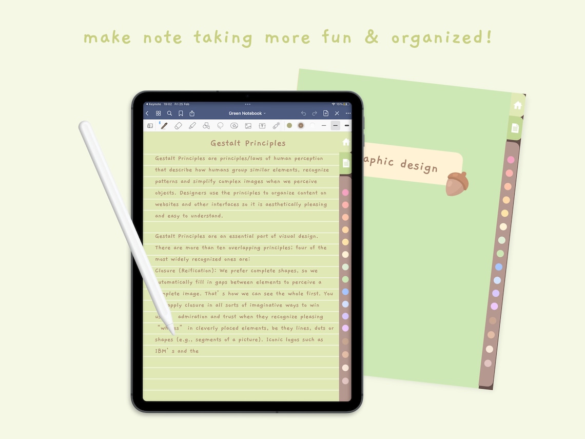 Cute Green Digital Notebook Hyperlinked Goodnotes5 Notebook - Etsy