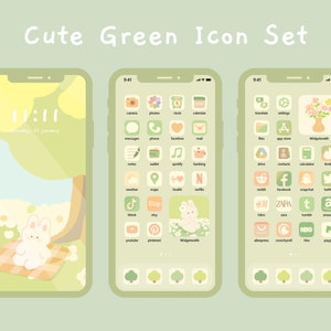Cute Green Hand Drawn Ios & Android App Icons | Home Screen Set | App ...