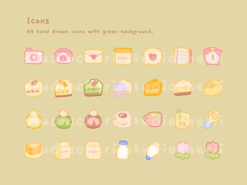 Cute Cake Shop Hand Drawn Ios and Android App Icon Set Home - Etsy