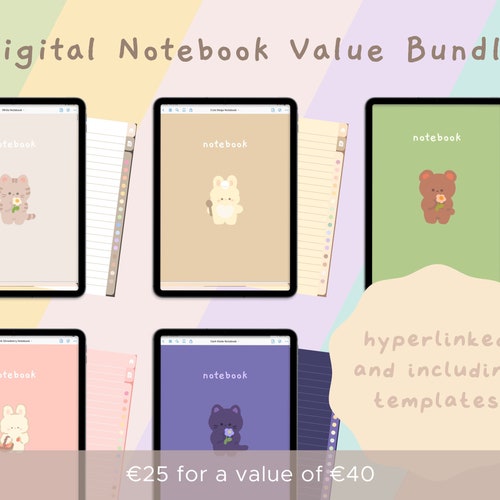 Cute Blue Digital Notebook Hyperlinked Goodnotes5 Notebook - Etsy