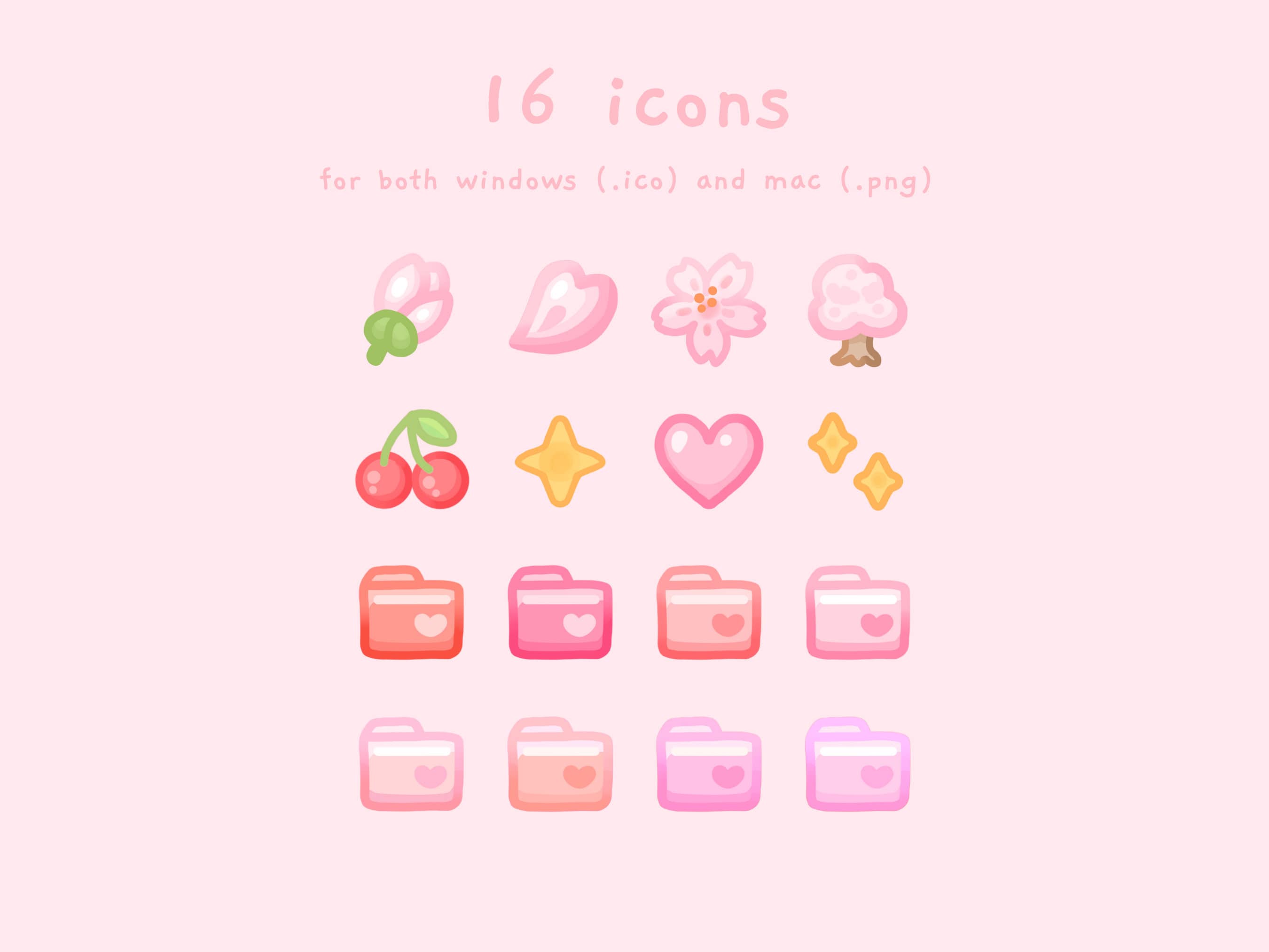 Cute Sakura Desktop Icon Set Windows & Mac Wallpaper - Etsy