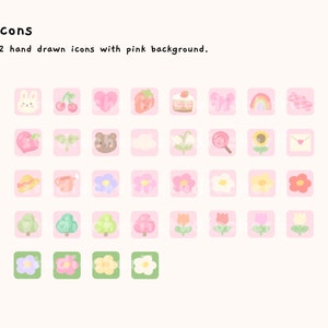 Cute Hand Drawn Pink Ios & Android App Icons | Home Screen Set | Widget ...
