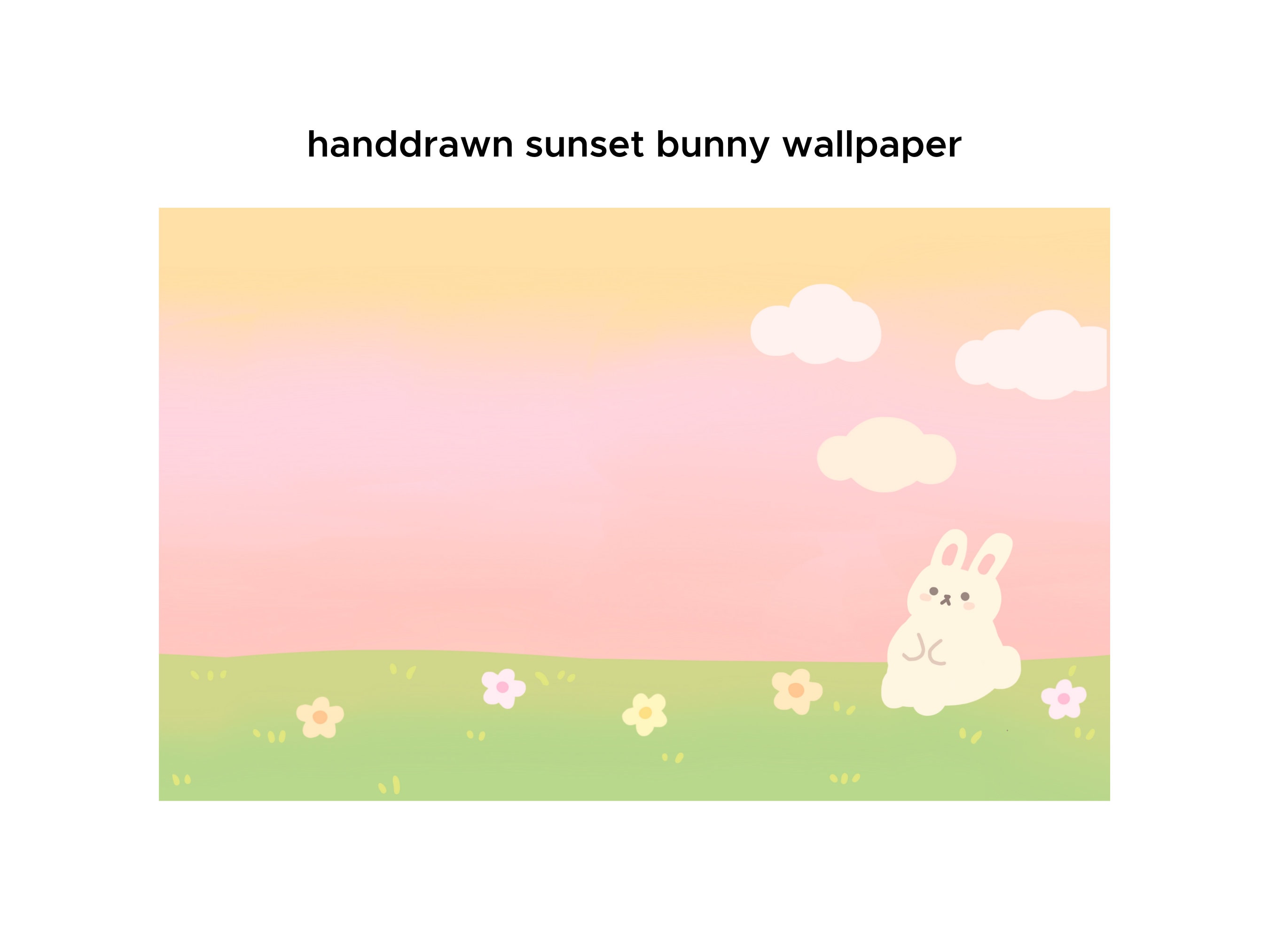 Cute Sunset Bunny Desktop Set 12 Digital Icons Wallpaper - Etsy