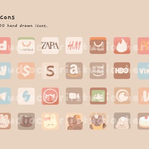 Cute Neutral Hand Drawn Ios & Android App Icons | Home Screen Set ...