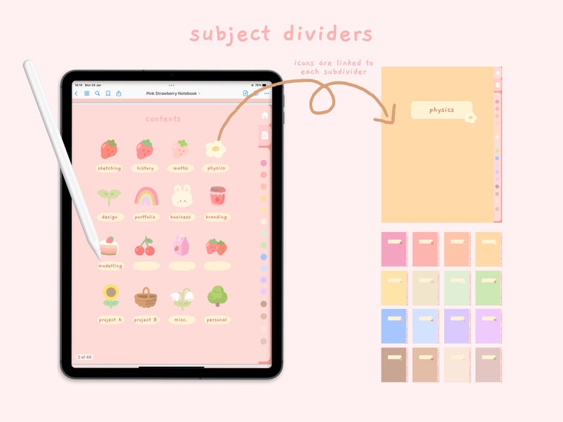 Cute Pink Digital Notebook Hyperlinked Goodnotes5 Notebook - Etsy