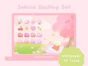Lofi Matcha Green Desktop Set Wallpapers Icons Cute Desktop Organizer ...