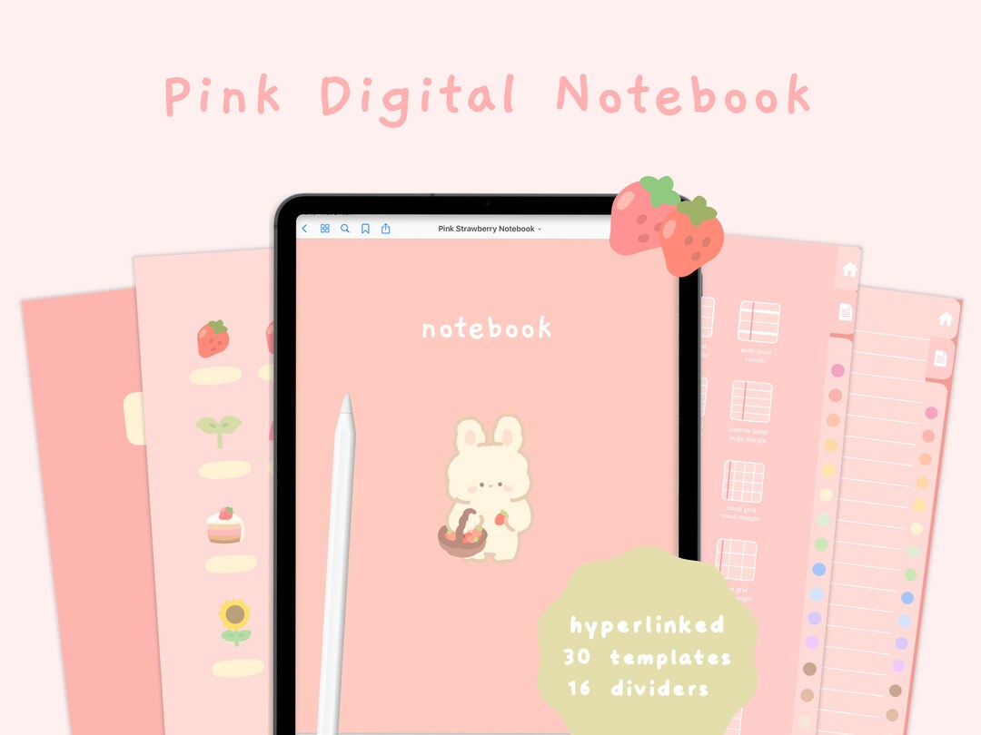 Cute Pink Digital Notebook | Hyperlinked Goodnotes5 Notebook ...