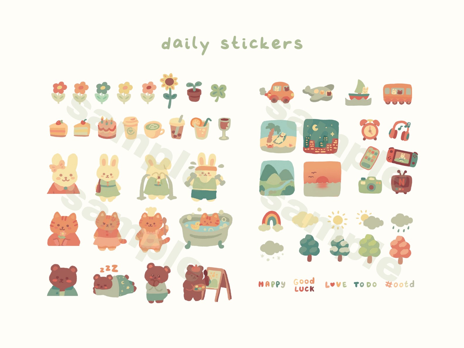 Cute Digital Stickers for Digital Journaling Precropped | Etsy