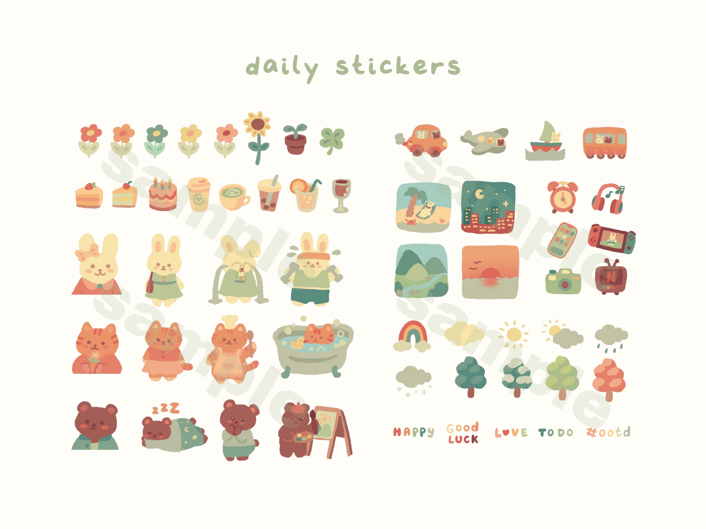 Cute Digital Stickers for Digital Journaling Precropped | Etsy