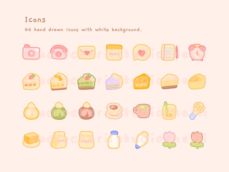 Cute Cake Shop Hand Drawn Ios and Android App Icon Set | Home Screen ...