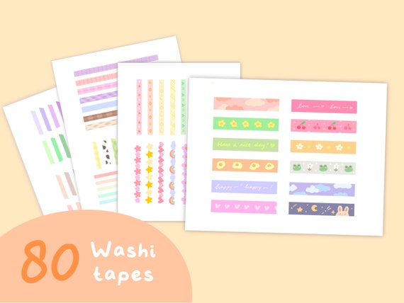 Cute Digital Washi Tape Stickers Bundle Printable Stickers | Etsy