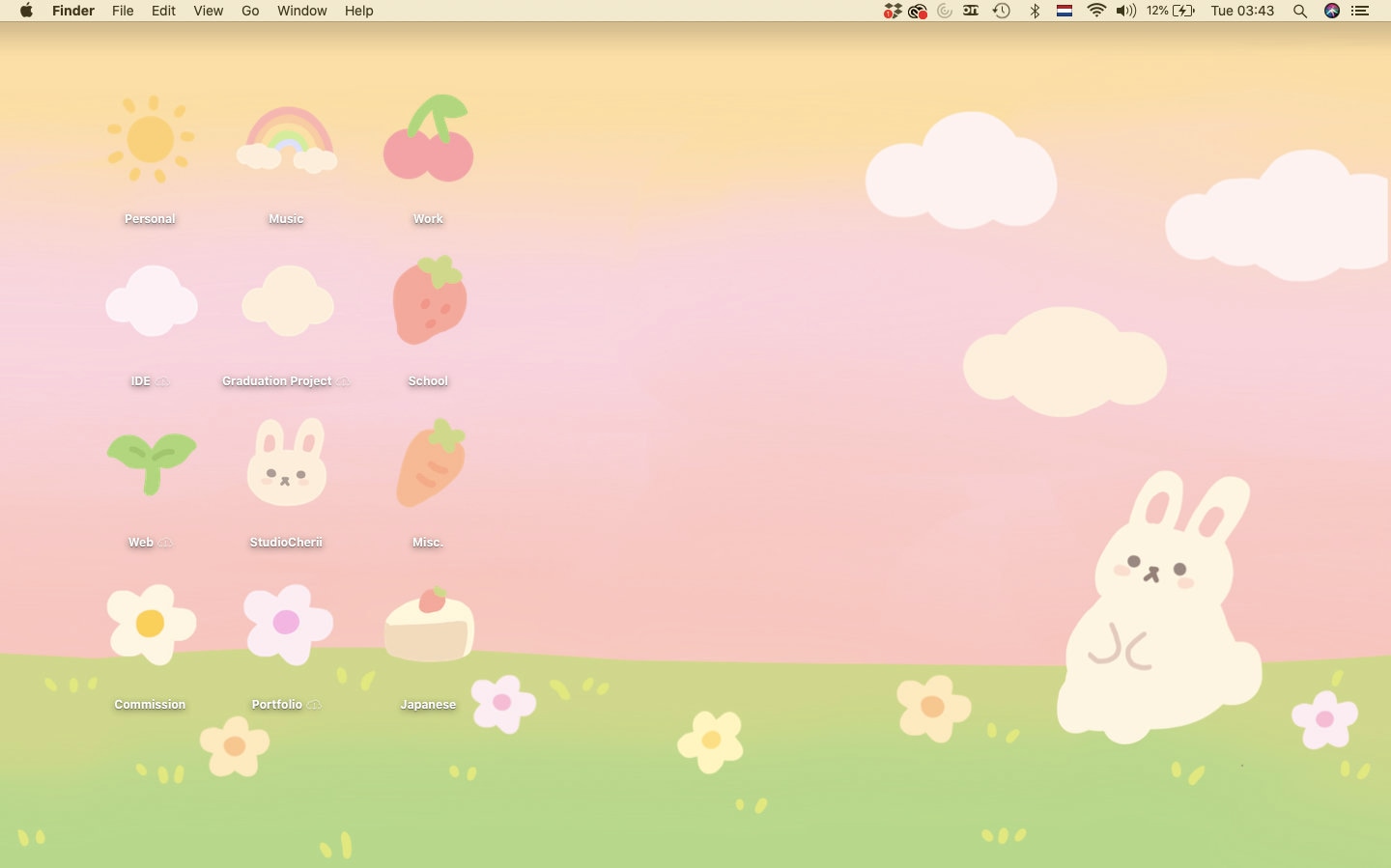 Cute Sunset Bunny Desktop Set 12 Digital Icons Wallpaper - Etsy