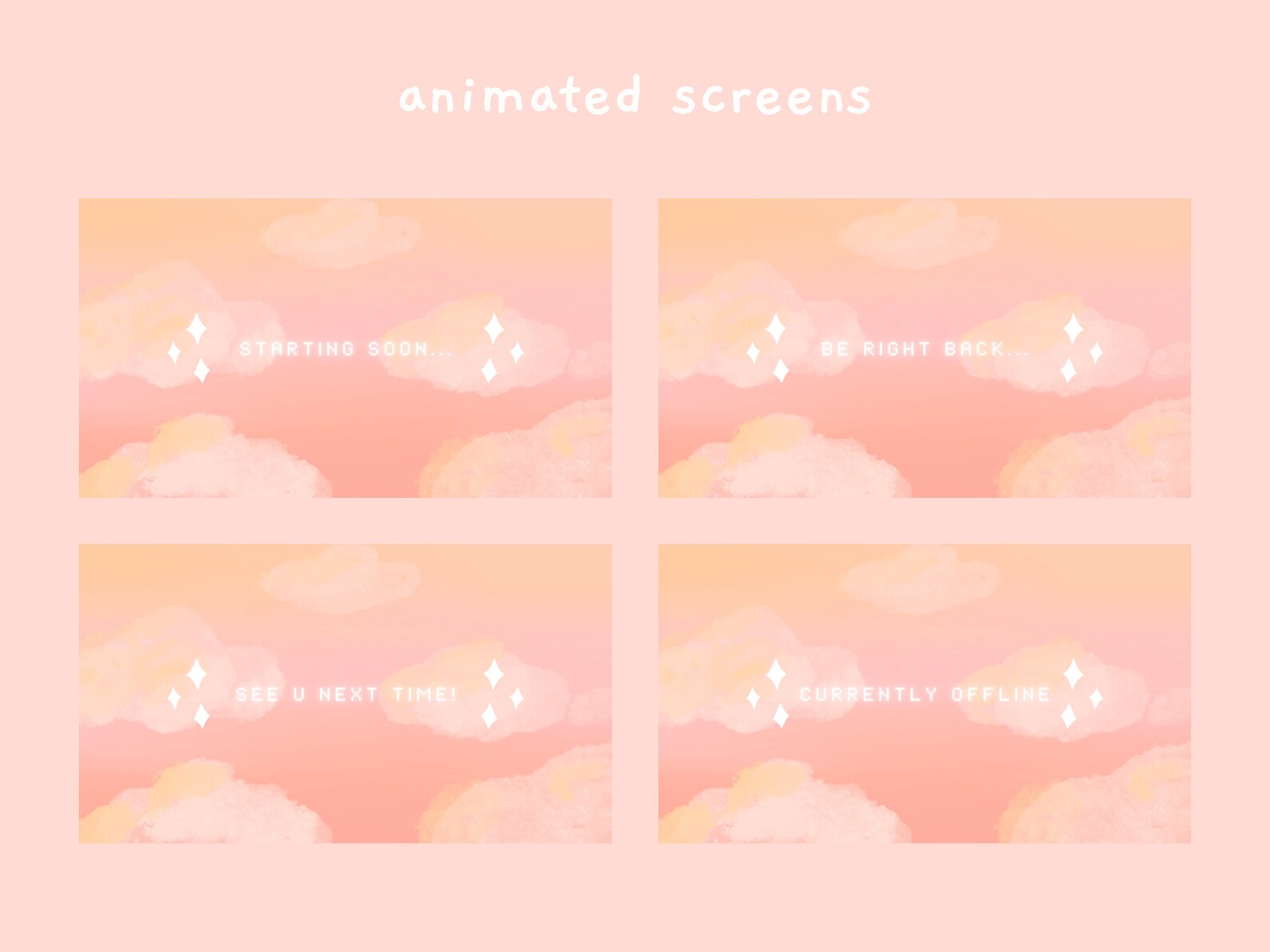 Cute Animated Stream Overlay Pack | Hand Drawn Screens, Static Alerts ...