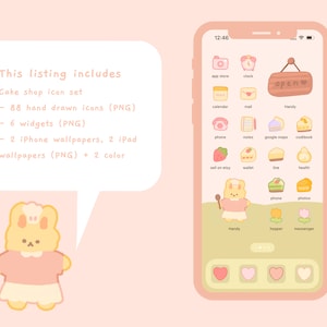 Cute Cake Shop Hand Drawn Ios and Android App Icon Set | Home Screen ...
