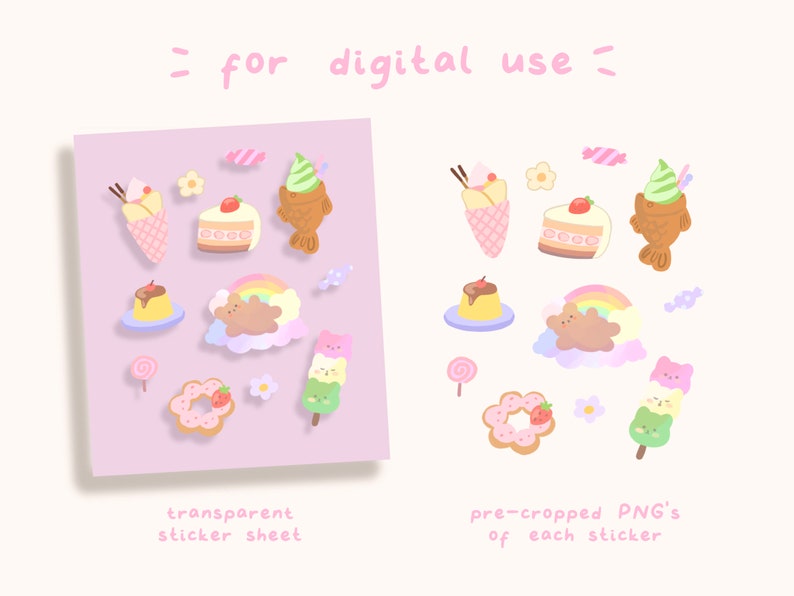 Cute Digital Sweets Heaven Stickers Printable Stickers - Etsy