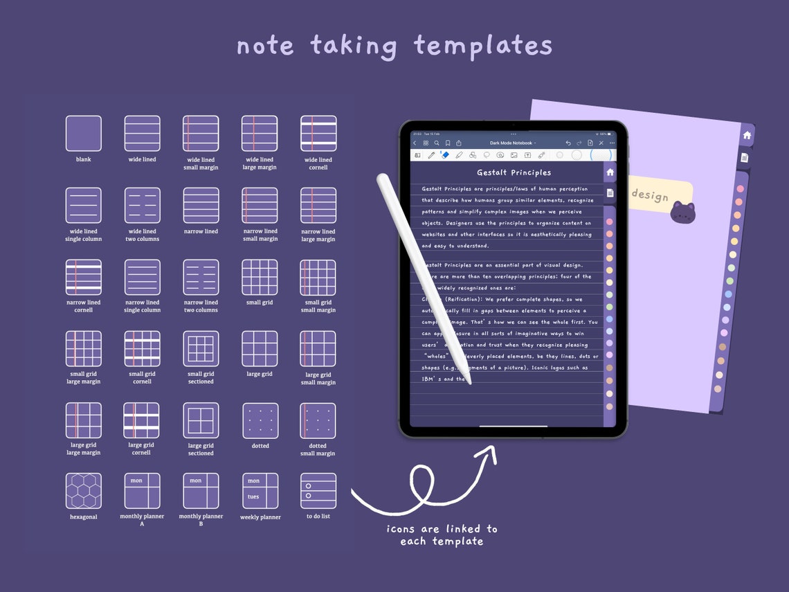 Cute Dark Mode Digital Notebook Hyperlinked Goodnotes5 - Etsy